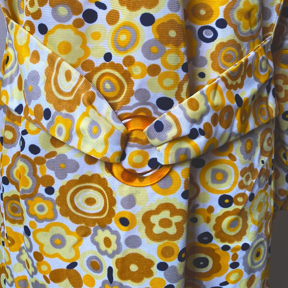 60s True Vintage Psychedelic Flower Power Op Art Yell… - Gem